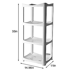 Fedicelly Bathroom Shelf Storage Shelving Unit,Standing Plastic Storage Cart Organizer Rack,Stackable 4 Tier Corner Display Rack for Kitchen Laundry