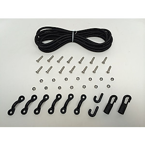 Pactrade Marine KAYAK BUNGEE KIT 150" LEASH 2 J-HOOK 2 TERMINAL CORD SLEEVE 14 SCREW NUT 6 PADEYE
