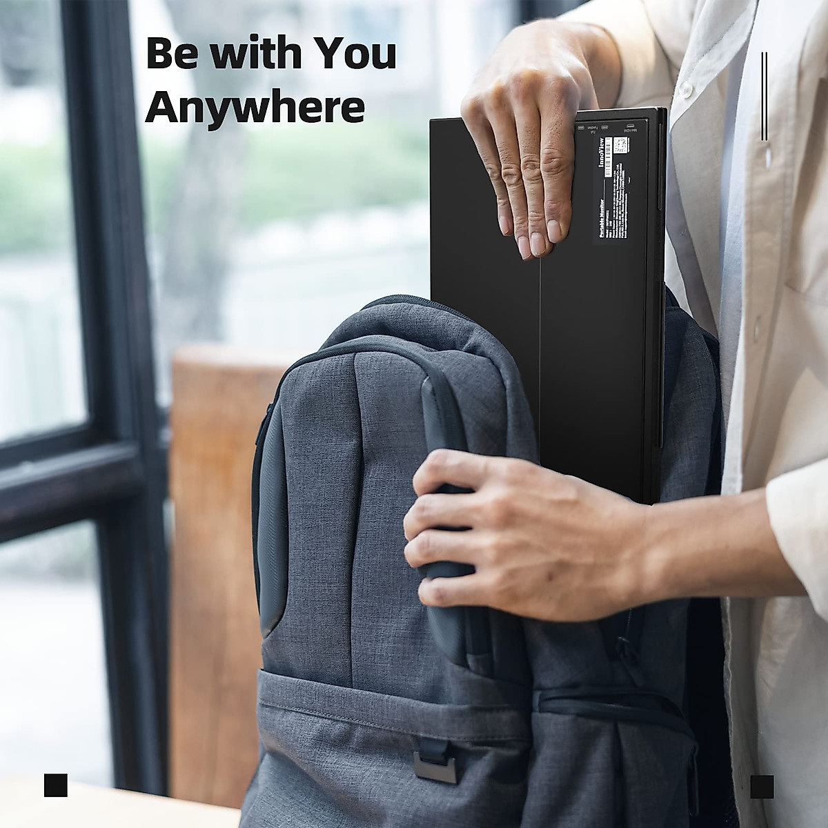 InnoView Portable Monitor for Laptop, 15.6 Inch FHD 1080P IPS Eye Care Screen with Stand 180° Adjustable, Dual Speaker Travel Monitor for Laptop PC MAC Phone PS5/4 Xbox Switch