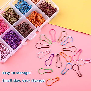 300 Pieces Safety Bulb Pins,10 Colors Calabash Crochet Stitch Markers, Metal Safety Pins for Knitting and DIY Project with Storage Box