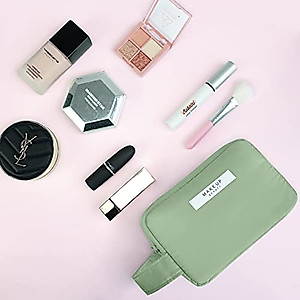 Noozion Clear Frosted Makeup Bag 3 Pieces Toiletry Bag Portable Cosmetic Pouch Travel Organizer Water-resistant Translucent Purse for Women and Girls (Green)