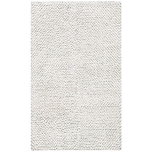 SAFAVIEH Saint Tropez Shag Collection 5' x 8' Snow White STS641W Handmade Solid 1-inch Thick Area Rug