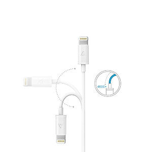 Anker [Apple MFi Certified] [2-Pack] 3ft / 0.9m Premium Lightning to USB Cable with Ultra Compact Connector Head for iPhone Xs/XS Max/XR/X / 8/8 Plus / 7/7 Plus, iPod and iPad (White)