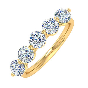 1 Carat 5-Stone Diamond Wedding Band Ring in 14K Yellow Gold (Ring Size 7) - IGI Certified