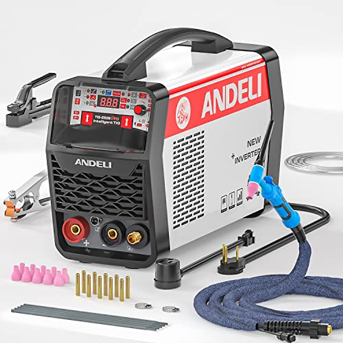 ANDELI Tig Welder,HOT/MMA/CLEAN/Cold/TIG Pulse TIG Welder,160Amp 110V/220V IGBT Digital Inverter TIG Welding Machine (TIG-250G PRO)