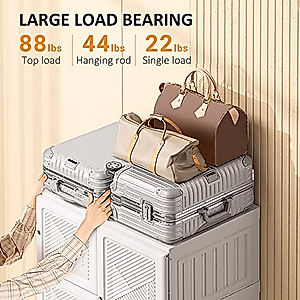 HOMCOM Portable Wardrobe Closet, Folding Bedroom Armoire, Clothes Storage Organizer with Cube Compartments, Hanging Rod, Magnet Doors, White