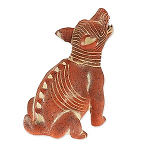 NOVICA Red Archaeological Ceramic Figurine, 7.75" Tall, 'Comala Dog'