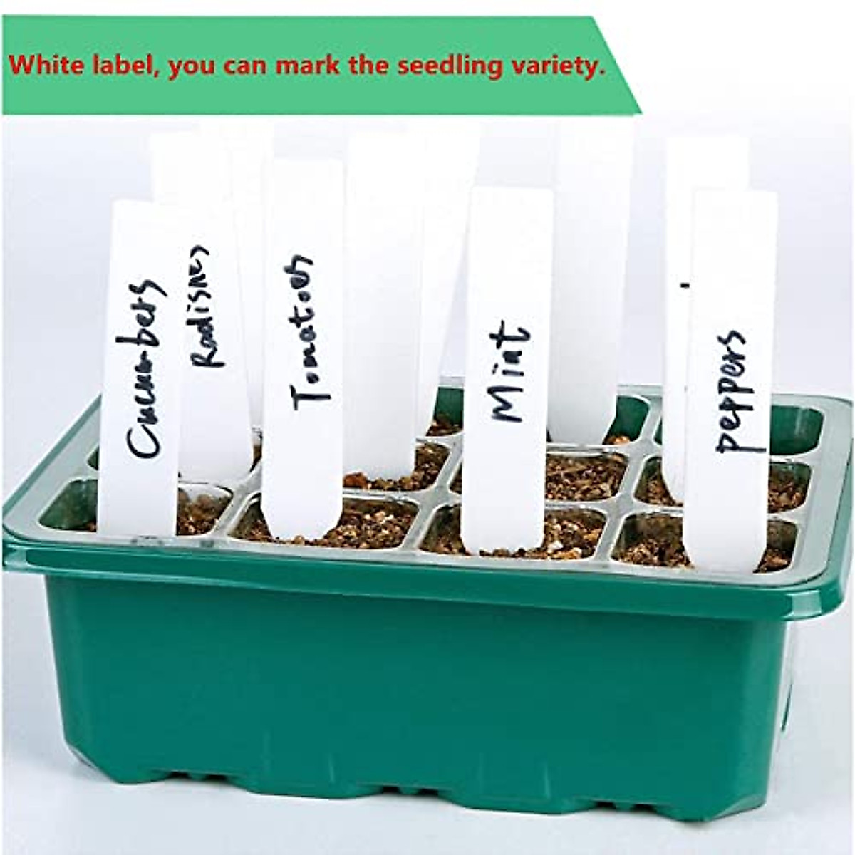 AOSANT 10 Packs Seed Starter Trays Seedling Tray, Humidity Adjustable Kit with Dome and Base Greenhouse Grow Trays Mini Propagator for Seeds Growing Starting(5 Green & 5 Black)