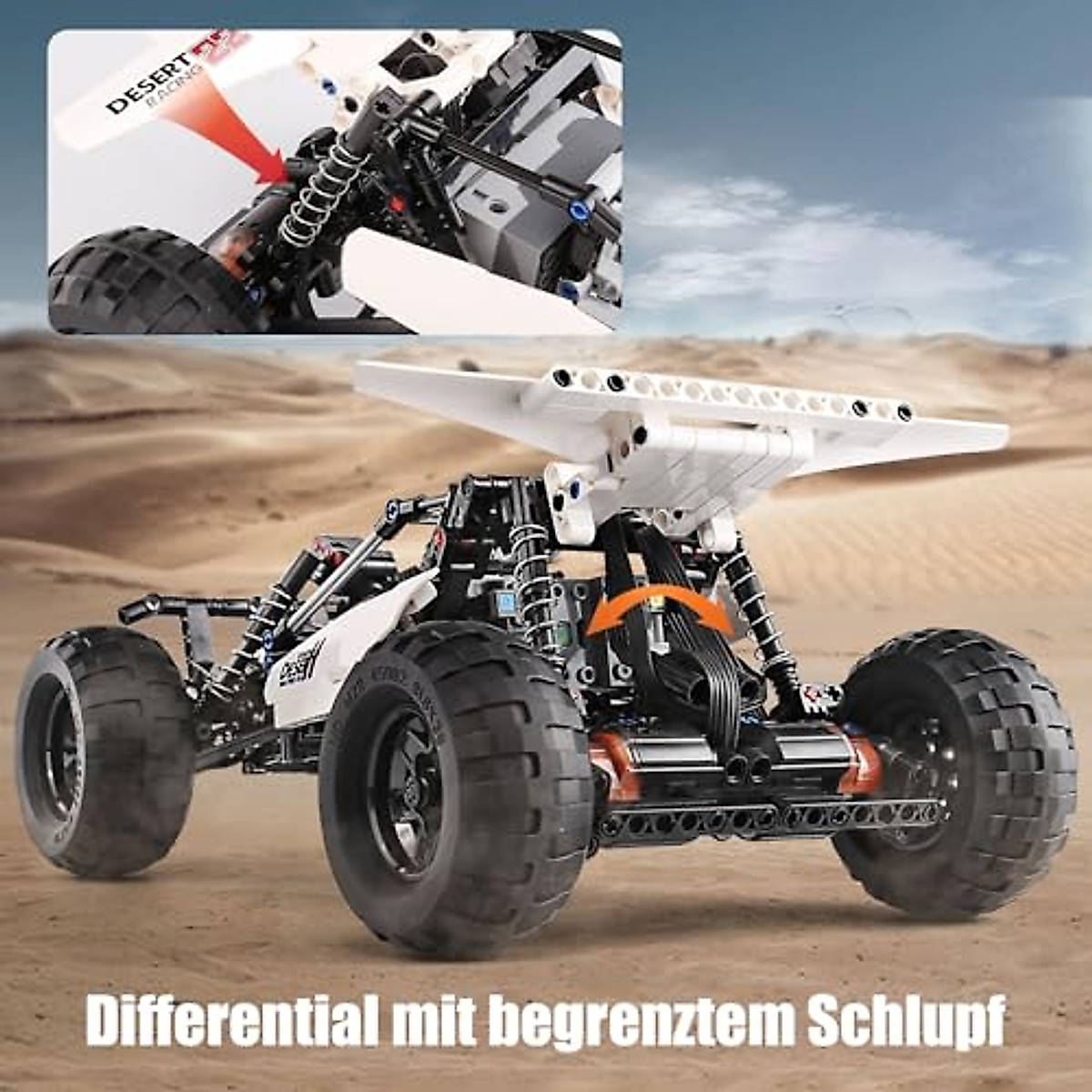 Mould King 18001 Desert Racing Building Kit, Remote Control Off-Road Buggy Racer Car Toy Building Blocks Set, for Kids Age 8+ (394 Pieces)