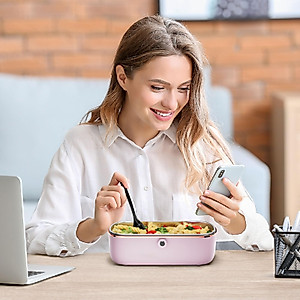 Caperci Electric Lunch Box Food Heater, 30 oz Portable Food Warmer - 110V Faster Leakproof Heated Lunch Boxes for Adults with Stainless Steel Container for Travel, Office, Home (Pink)