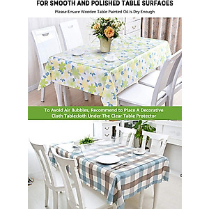 Clear Plastic Tablecloth Coffee Dining End Table Protector Cover Countertop Wood Marble Furniture Topper Tabletop Protection Pad PVC Vinyl Polyester Rectangle Tablecloth Water Resistant 40" x 120 Inch