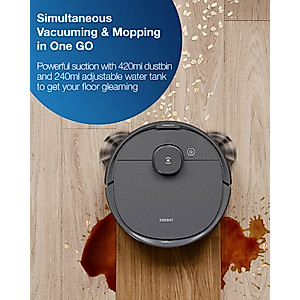 Ecovacs Deebot T8 Robot Vacuum and Mop Cleaner, Precise Laser Navigation, Multi-floor Mapping, Intelligent Object Avoidance, Full-customize clean, No-go and No-mop Zones, Auto-empty Station Compatible