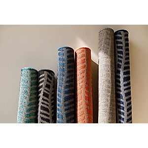 HOMEGNOME Indoor Outdoor geo Wave Rug (5'3"x7'6", Ocean Blue)