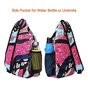 MOSISO Sling Backpack, Multipurpose Travel Hiking Daypack Rope Crossbody Shoulder Bag, Colorful Leopard