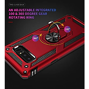 Military Grade Drop Impact for Samsung Galaxy Note 8 Case 360 Metal Rotating Ring Kickstand Holder Built-in Magnetic Car Mount Armor Shockproof Cover for Galaxy Note 8 Protection Case (Blue)