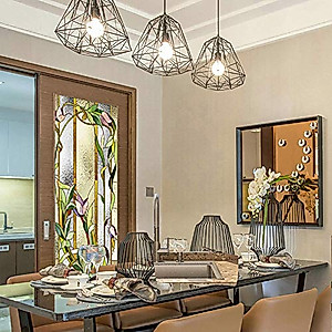 Stained Glass Window Decals,Frosted Window Privacy Film Non-Adhesive, UV Proof Static Window Clings,Removable Stained Glass Window Sticker for Window Decoratipn