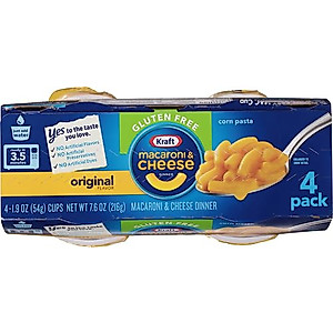 Kraft Gluten Free Original Mac & Cheese Macaroni and Cheese Dinner, 1.9 oz Cups (Pack of 4)
