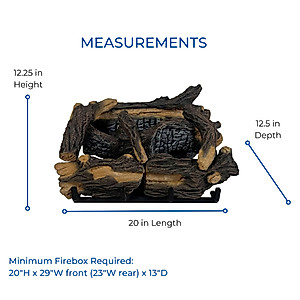 ProCom Ventless Dual Fuel Gas Log Set - 18 in., 30,000 BTU, Thermostat Control, Heats Up to 1,100 Sq. Ft., Hand-Painted Refractory Ceramic Logs, Oxygen Depletion Sensor, PCNSD18T