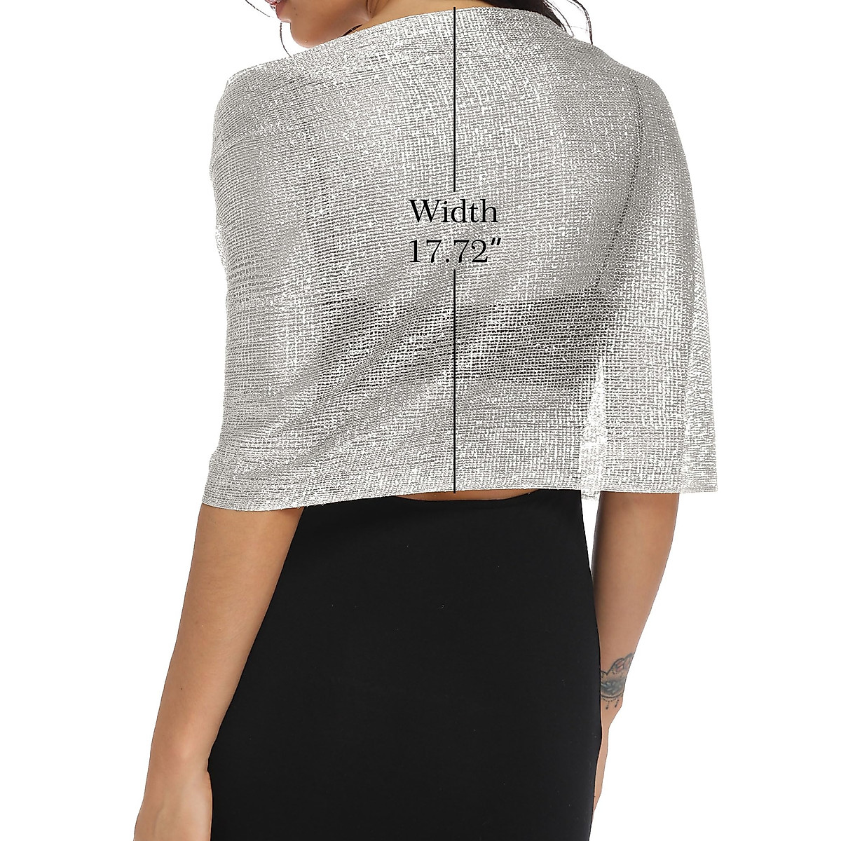 Rheane Shawl Shawls and Wraps for Evening Dresses Shawl Wraps for Women Sliver Dress Evening Gowns for Women Formal Women's Scarves & Wraps Silver Shawl for Formal Dress (Silver with Silver Glitter)