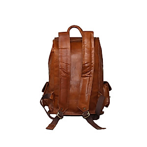 jaald 18" Leather Backpack Travel rucksack knapsack daypack Bag for men women