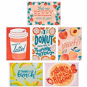Hallmark Thank You Notes, Food Puns (36 Blank Cards with Envelopes) Donut, Latte, Brunch