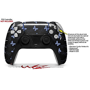 WraptorSkinz Skin Wrap compatible with Sony PS5 DualSense Controller Pastel Butterflies Blue on Black (CONTROLLER NOT INCLUDED)