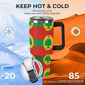 Flag of The Oromo Liberation Front Insulated Tumblers with Handle Stainless Steel Coffee Mug Funny Travel Cup with Lid Straw 40oz