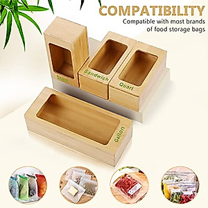 SGVA Ziplock Bag Organizer Bamboo Ziplock Bag Storage Organizer Container for Kitchen Drawer,Baggie Organizer Compatible with Gallon, Quart, Sandwich, and Snack Bags