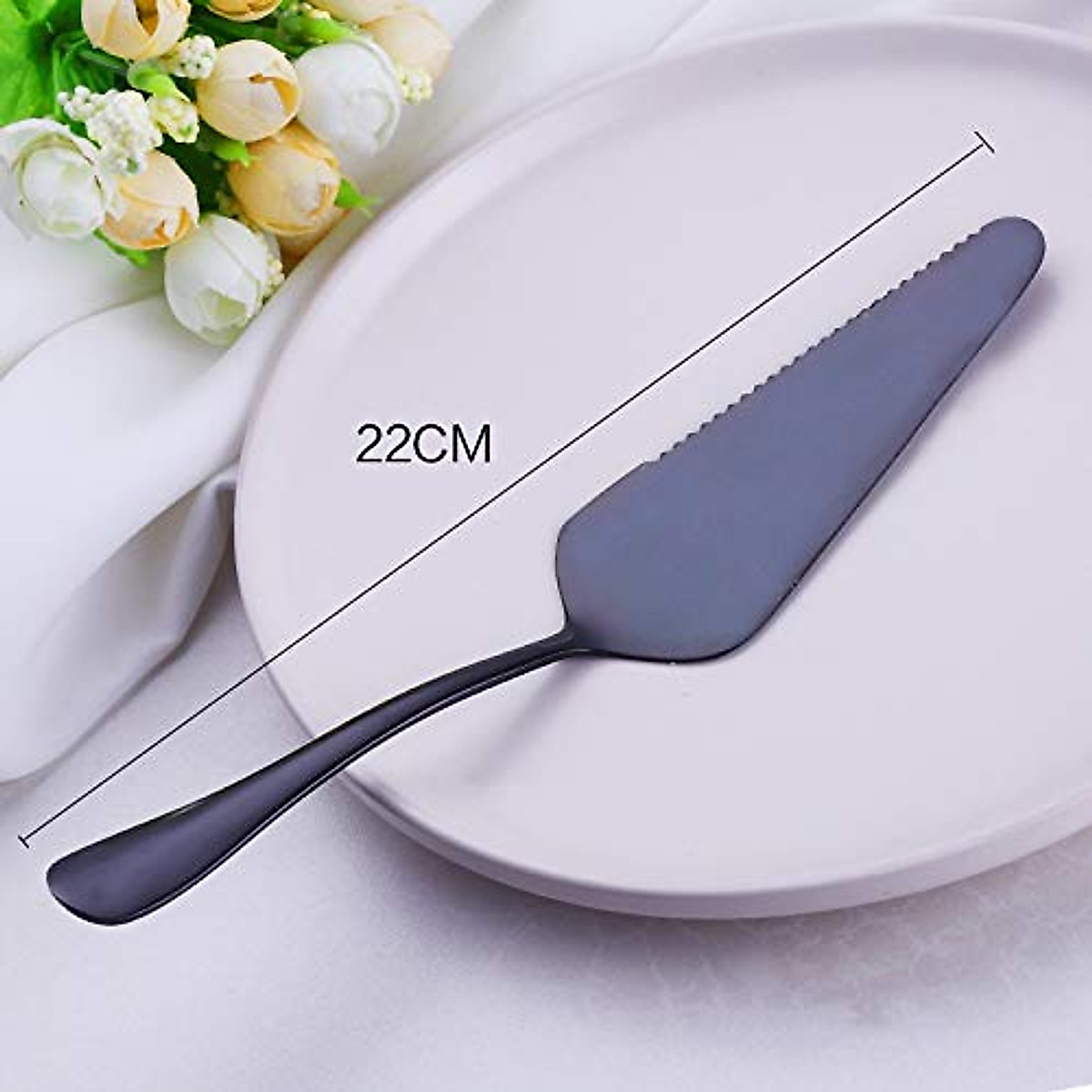 Stainless Steel Pie Cake Server with Mirror Finished 2pcs (black)