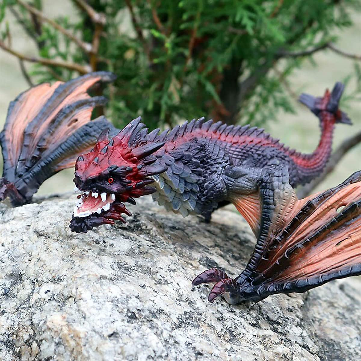 8" Dragon Toy Figure, Realistic Plastic Ancient Mythological Fire Creature Model Decoration Collector Figurine for Kids, Adults
