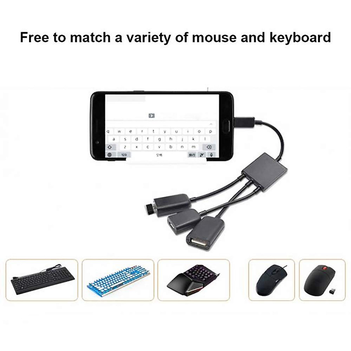 3 in 1 USB OTG Cable Adapter Micro USB Hub USB OTG Adapter for Smartphone PC Laptop Computer HUB Adapter