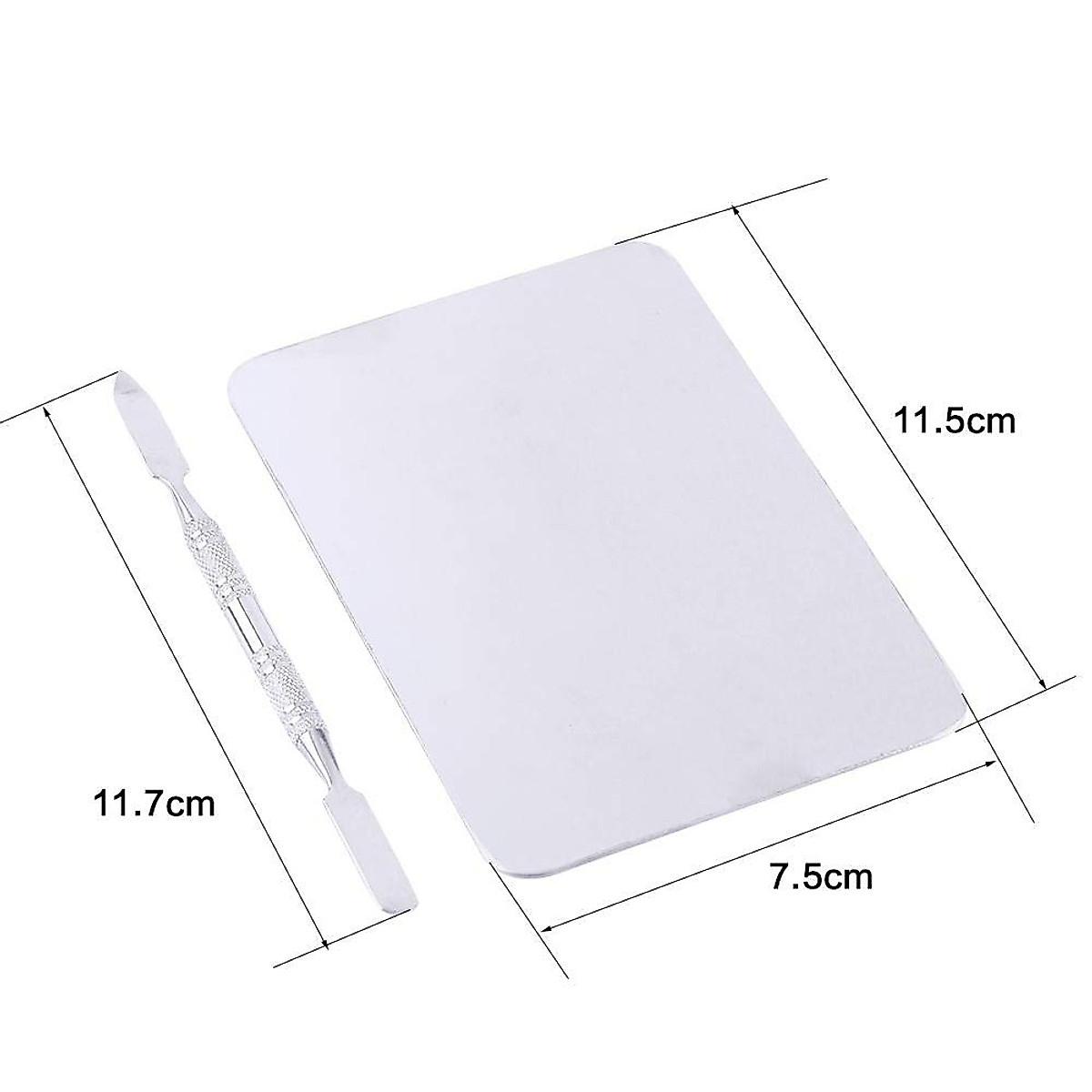 Rotekt Small Stainless Steel Makeup Palette Rectangle Shape Mixing Plate Tools With Spatula