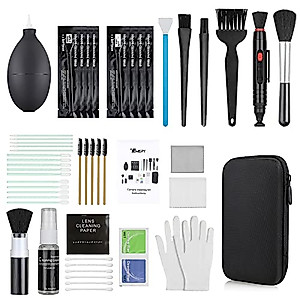Temery 18-in-1 Professional Camera Cleaning Kit for Most DSLR Cameras (Canon, Nikon,Sony), with Air Blower/Cleaning Pen/Detergent/Cleaning Cloth/Lens Brush/Carry Case