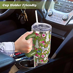 puhnhsv 40 oz Husky Tumbler with Handle, Insulated Stainless Dog Tumbler Coffee Travel Mugs Cup Water Bottle Husky Lovers Gifts for Women Girls