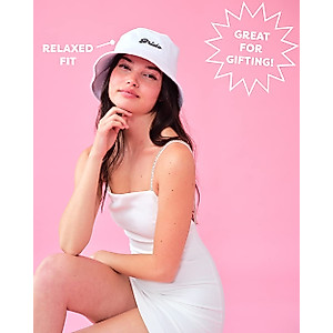 xo, Fetti Bachelorette Party Decorations White Bride Bucket Hat | Bridal Gift, White and Black Embroidered, Cotton, Engagement