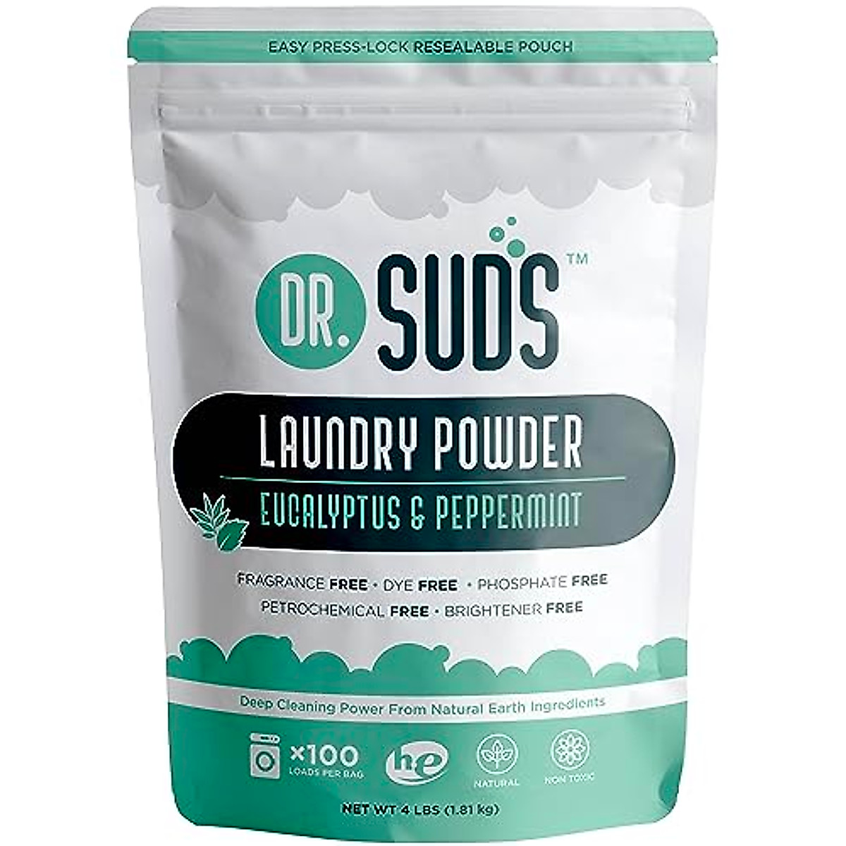 New Dr Suds Natural Laundry Detergent Powder 100+ Loads Eucalyptus & Peppermint Made with Natural Earth Ingredients