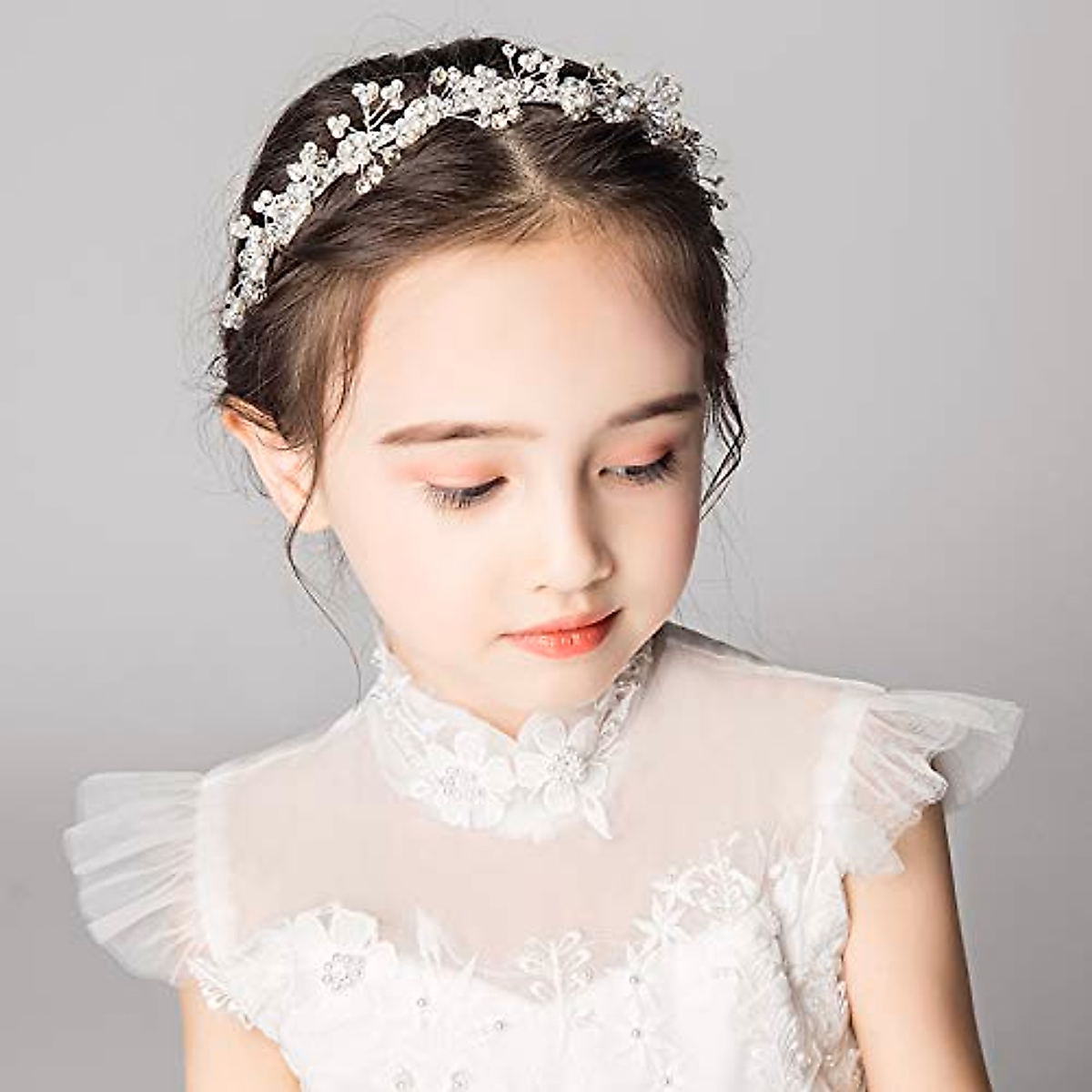 PRDGIRL Girls Flower Wreath Headpieces Headband Handmade Adjustable Halo Floral Crown Hair Flower Vine Princess Birthday Accessory