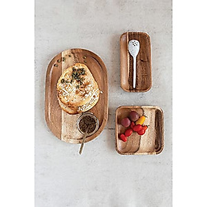 Creative Co-Op Suar Wood Tray Cheese and Cutting Board, 13" L x 8" W x 1" H, Natural