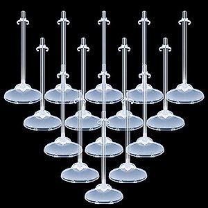 Jetec 15 Pieces Doll Stands Display Holders Doll Stands Doll Mini Display Stand Doll Support Frame Toy Doll Accessories Prop up 11 to 13 Inch Dolls and Action Figures Doll Accessories (Transparent)