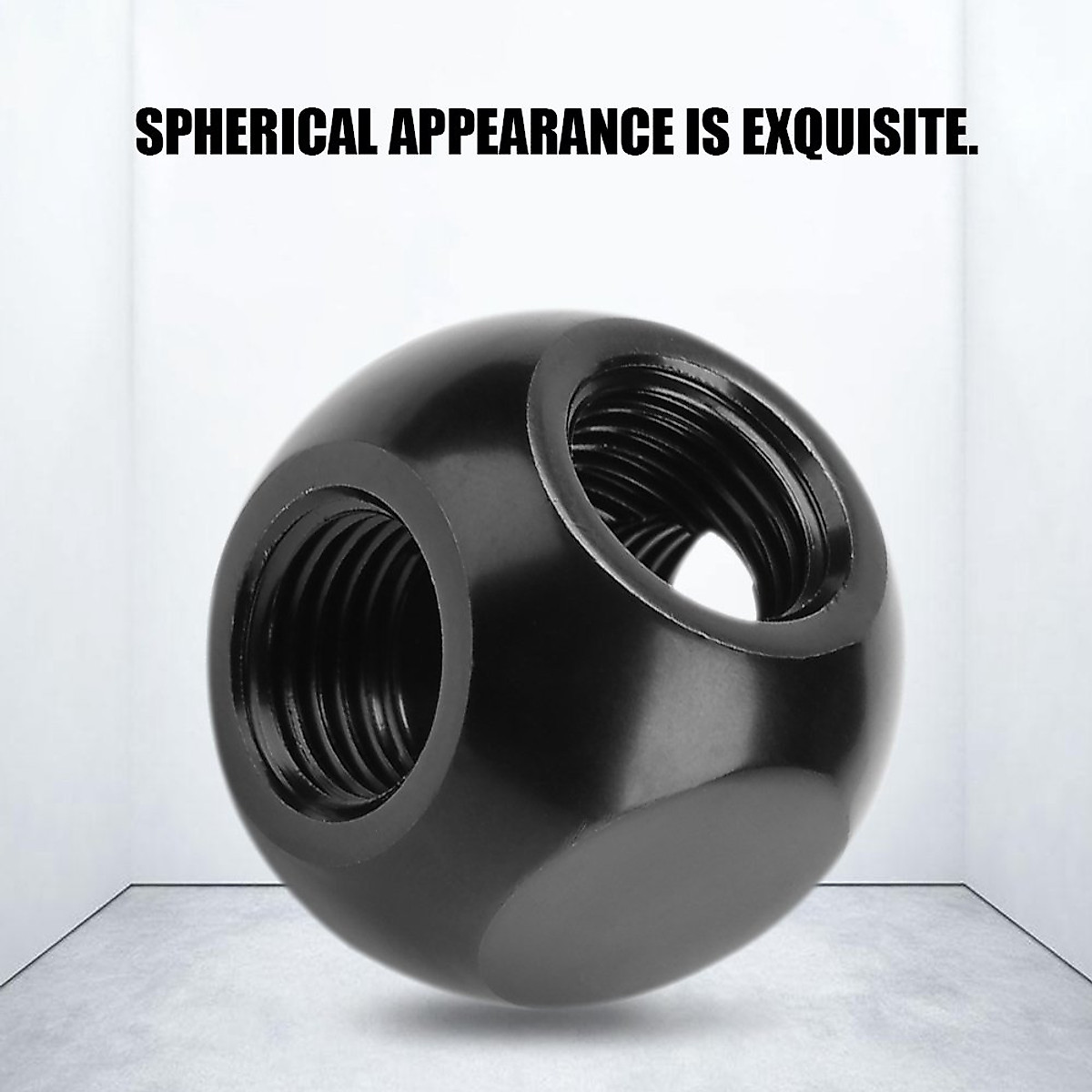 Pomya Computer Water Cooling Spherical 3 Way T-Type Connector G1/4 Threaded Adapter Black, Silver for PC Water Cooling Application(Black)