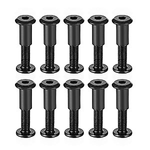 Awclub Screw Post Fit for 5/16"(8mm) Hole Dia, Male M6x50mm Belt Buckle Binding Bolts Leather Fastener Carbon Steel Black 10 Sets