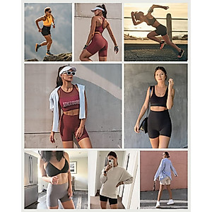 IUGA Biker Shorts Women 6"/8" Workout Shorts Womens with Pockets High Waisted Yoga Running Gym Spandex Compression Shorts Black