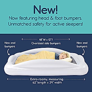 hiccapop Inflatable Toddler Travel Bed with Safety Bumpers [4-Sided] | Portable Toddler Bed for Kids | Toddler Air Mattress | Kids Air Mattress - Grey