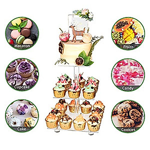 YestBuy 3 Tier Cupcake Stand with Base, Cake Stand, Acrylic Cupcake Tower Stand, Premium Cupcake Holder for 28 Cupcakes, Display for Pastry Wedding Birthday Party (4" Between 2 Layers)
