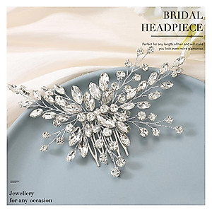 Easedaily Bride Wedding Hair Comb Silver Crystal Hair Pieces Rhinestone Headpieces Bridal Hair Clip Side Combs Hair Accessories for Women and Girls