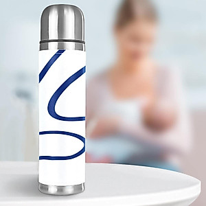 Stainless Steel Leather Vacuum Insulated Mug Line Thermos Water Bottle for Hot and Cold Drinks Kids Adults 16 Oz