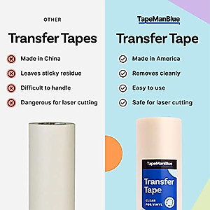 12" x 100' Roll of Clear Vinyl Transfer Tape for Craft Die Cutters. Premium-Grade, High Tack Application Tape for Vinyl Letters, Stickers, and Graphics