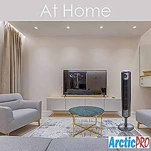 Arctic-Pro Digital Screen Oscillating Tower Fan with Remote Control, Dark Gray, 42-Inch