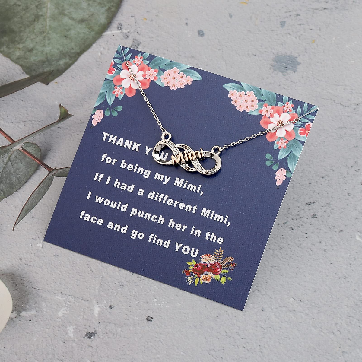 LQRI Mimi Necklace Thank You Mimi Gifts Thank You For Being My Mimi Infinity Necklace Best Mimi Ever Gift Mothers Day Jewelry Gifts for Grandma Mimi (silver)