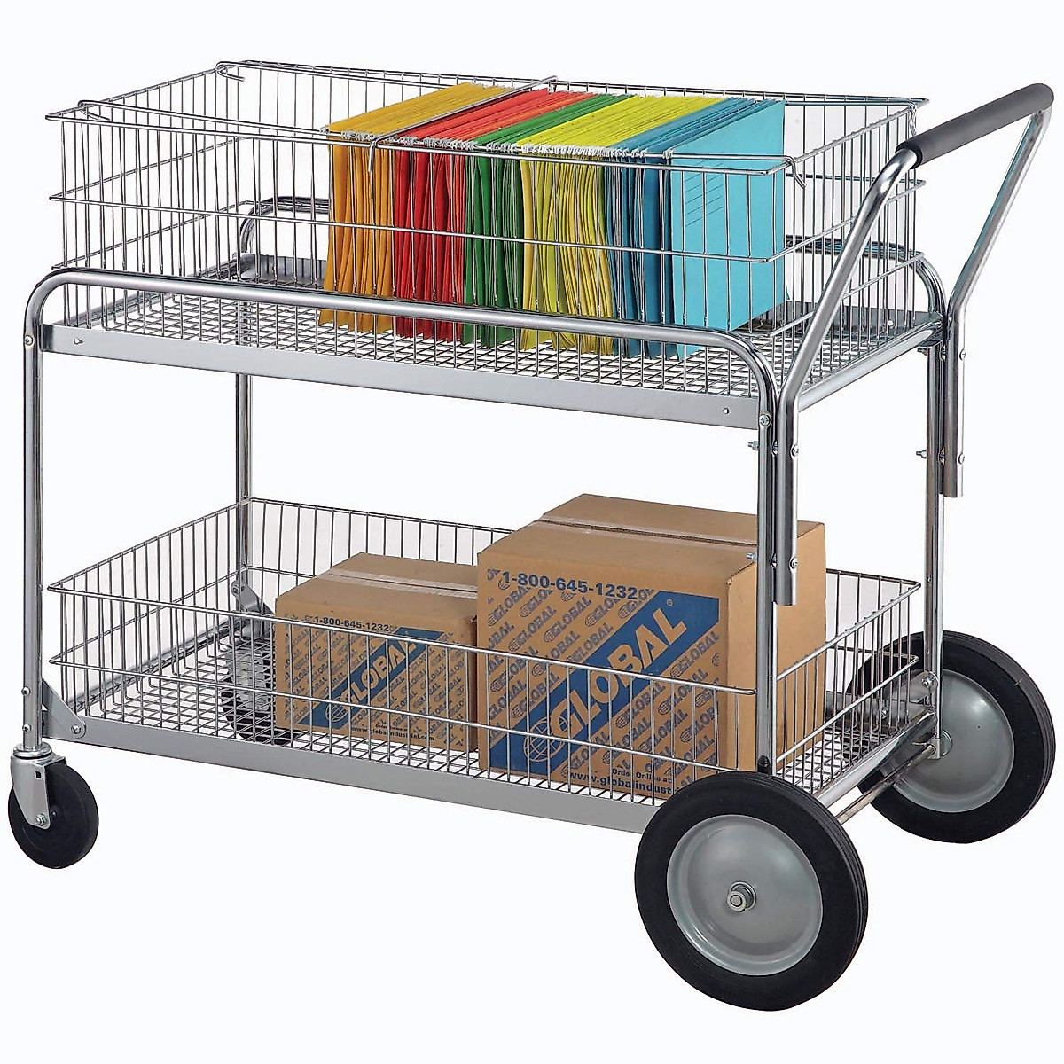 Global Industrial Deluxe Mail/Office File Cart, 250 Lb. Capacity
